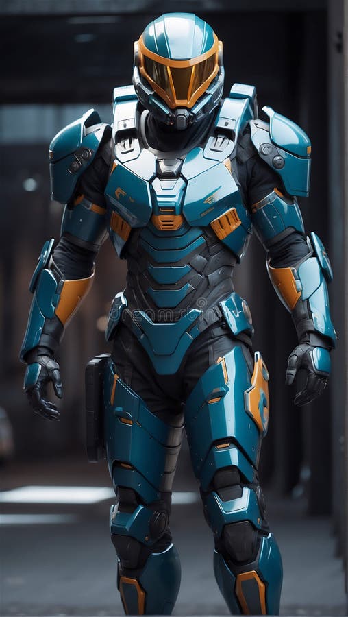 Warrior Soldier with Sci-fi, Futuristic and Technological Combat Armor ...