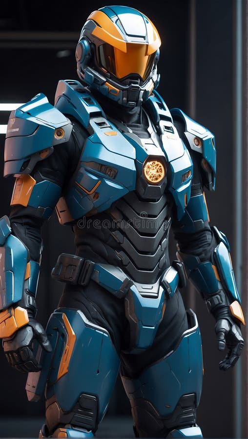 Warrior Soldier with Sci-fi, Futuristic and Technological Combat Armor ...