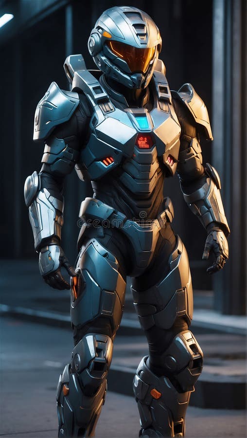 Warrior Soldier with Sci-fi, Futuristic and Technological Combat Armor ...