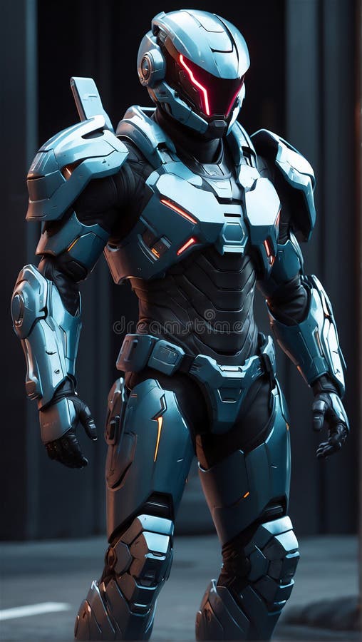 Warrior Soldier with Sci-fi, Futuristic and Technological Combat Armor ...