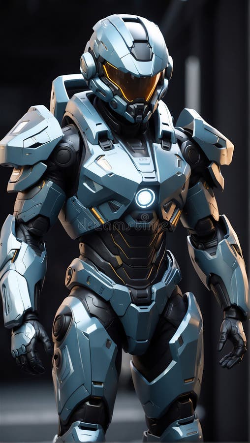 Warrior Soldier with Sci-fi, Futuristic and Technological Combat Armor ...
