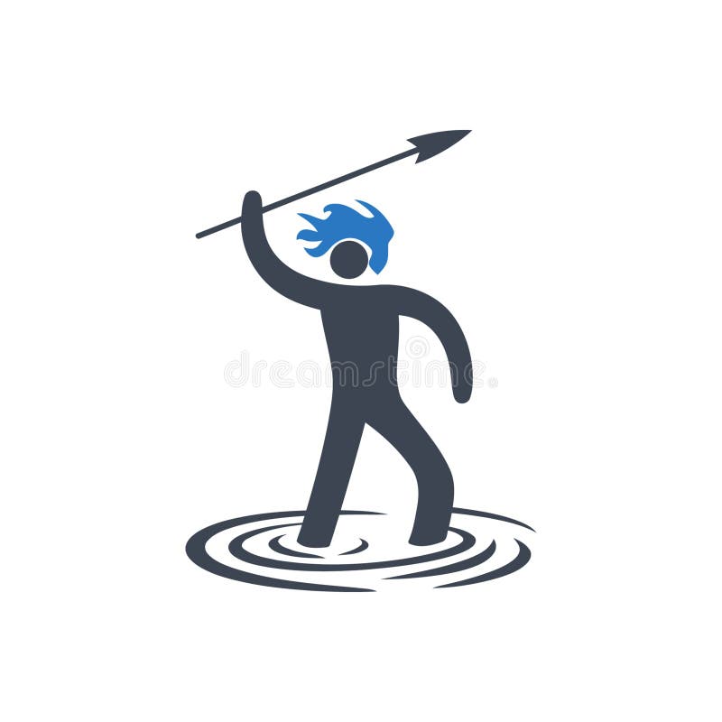 Warrior Spear Throw Icon stock vector. Illustration of water - 373827770