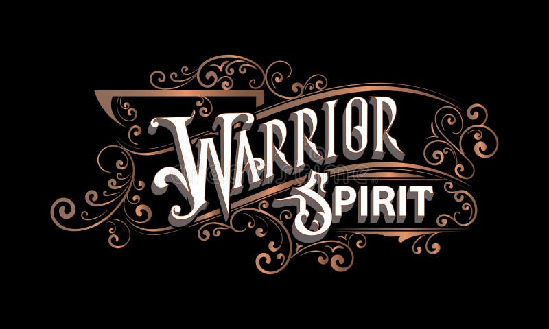 WARRIOR SPIRIT Lettering Custom Style Design Stock Illustration ...