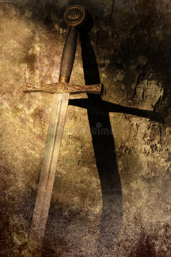 Sword on forest moss stock photo. Image of retro, blade - 27311786