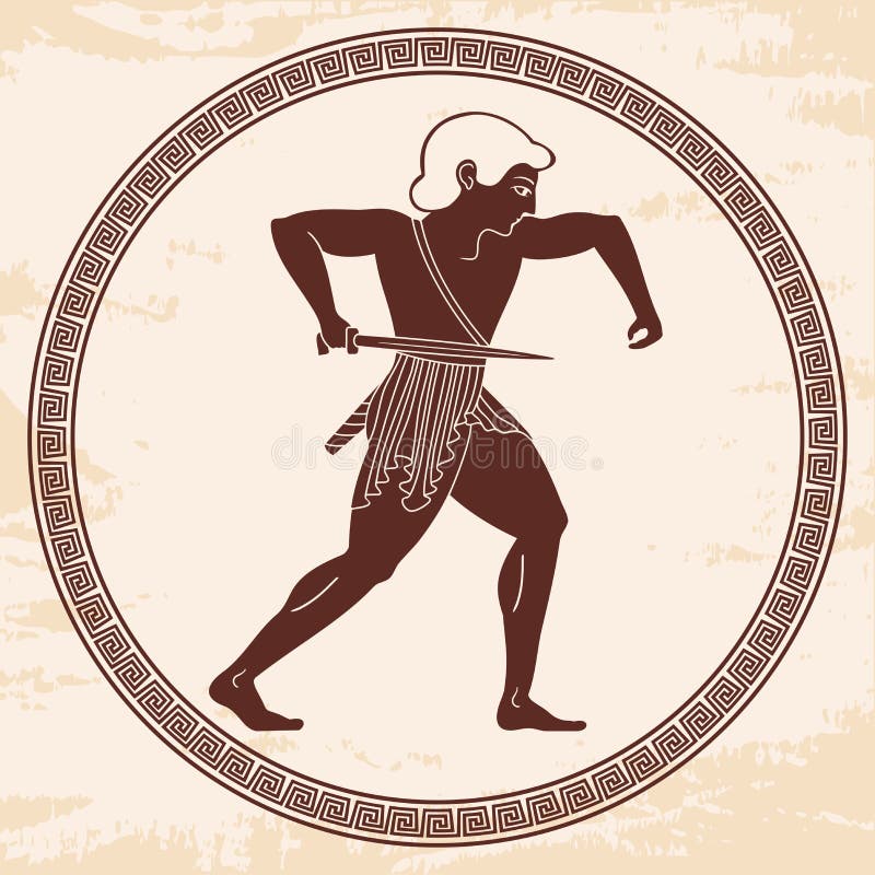 A warrior with a sword. stock vector. Illustration of greek - 100173807