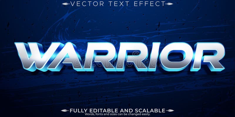 Warrior Text Effect, Editable Metallic and Steel Text Style Stock Vector - Illustration of ...