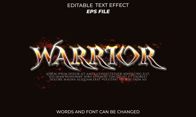 Warrior Text Effect, Font Editable, Typography, 3d Text Stock Vector ...