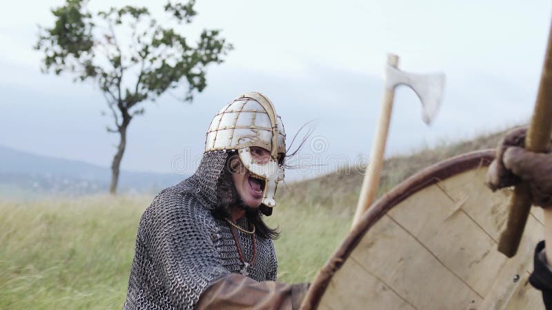 Warrior of Viking are Hitting in the Shield during Attack . Stock ...