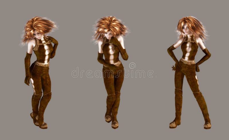 She warrior with weapon stock illustration. Illustration of brown ...