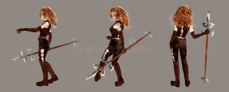 She warrior with weapon stock illustration. Illustration of brown ...