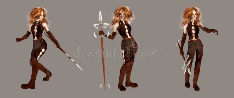 She warrior with weapon stock illustration. Illustration of lovely ...