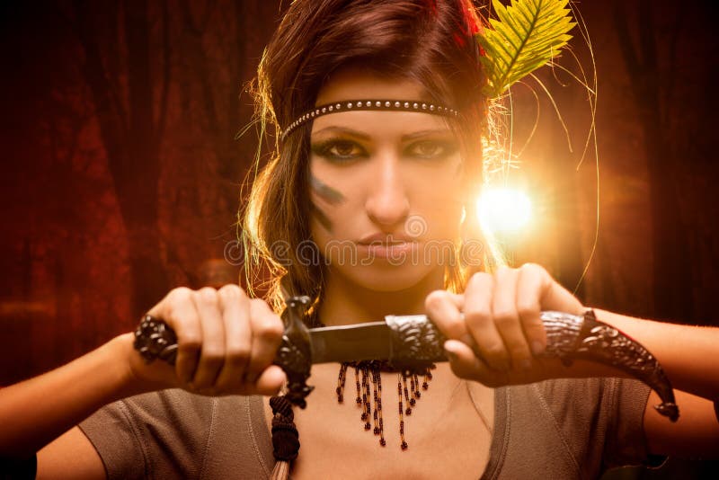 Warrior Woman with Combat Knife Stock Image - Image of beautiful ...