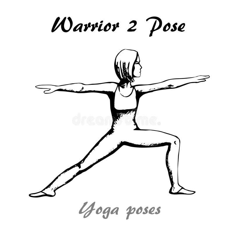 Warrior 2 Pose of Yoga Pose Illustration Stock Vector - Illustration of ...