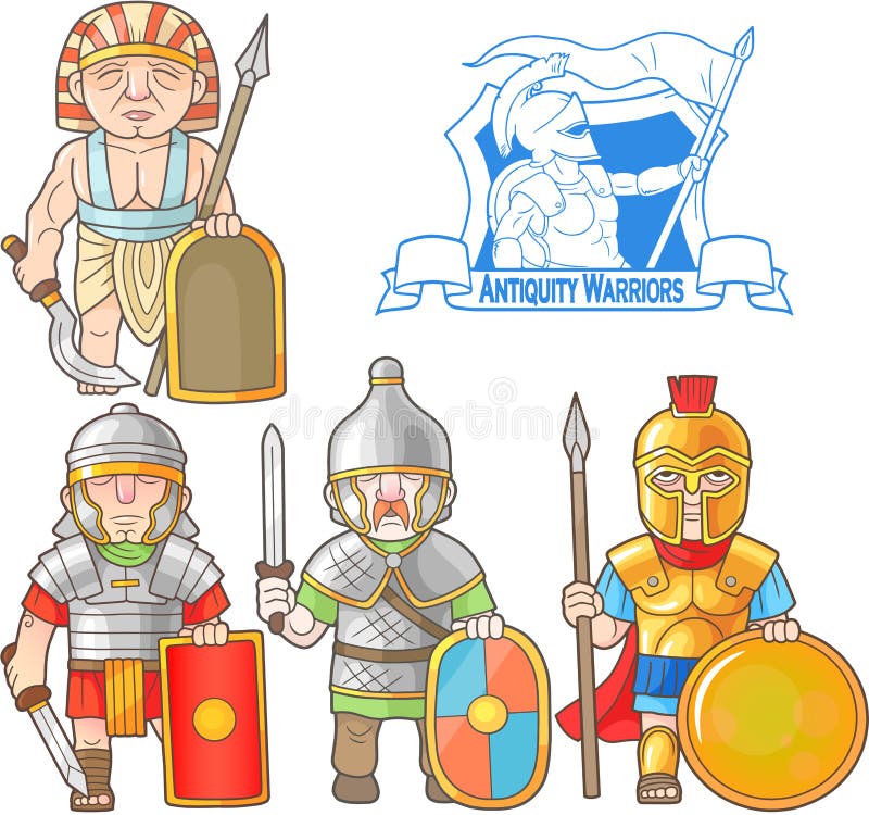 Warriors of Antique Era Set of Images Stock Vector - Illustration of ...