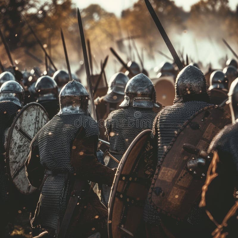 Warriors in Chain Mail Charge into Battle Their Determination ...