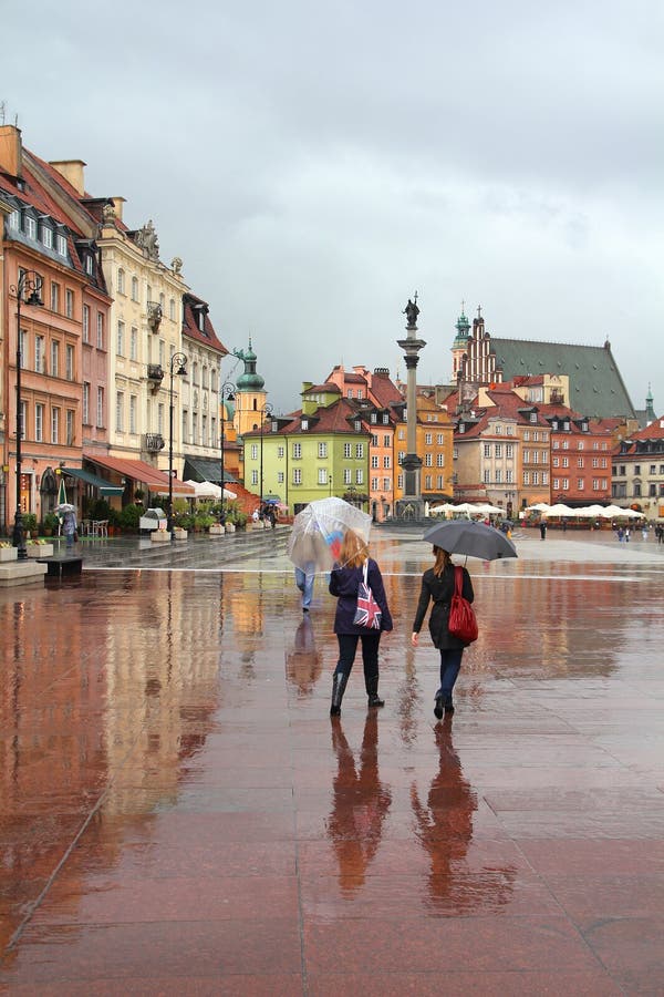 Warsaw in the rain stock image. Image of poland, tourist - 26428823