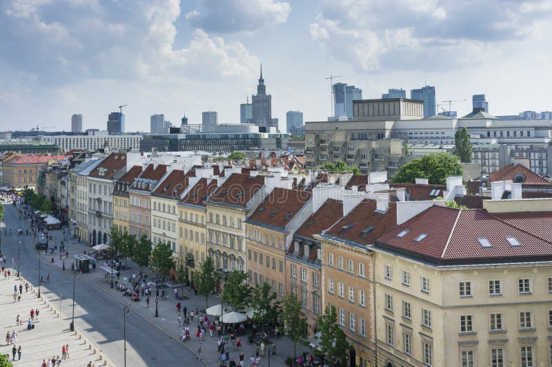 Warsaw Cityscape - View from Old Town Stock Image - Image of colorful ...