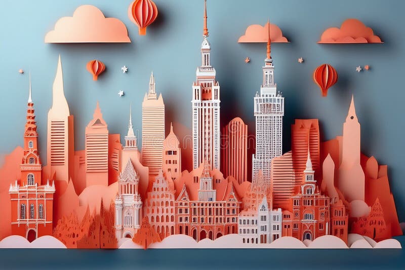 Warsaw Depicted in Three-dimensional Illustration with Paper Stock ...