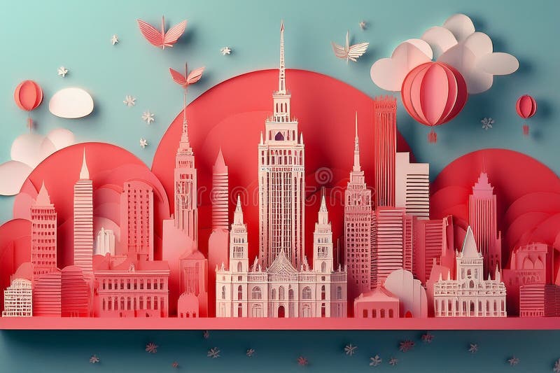 Warsaw Depicted in Three-dimensional Illustration with Paper Stock ...