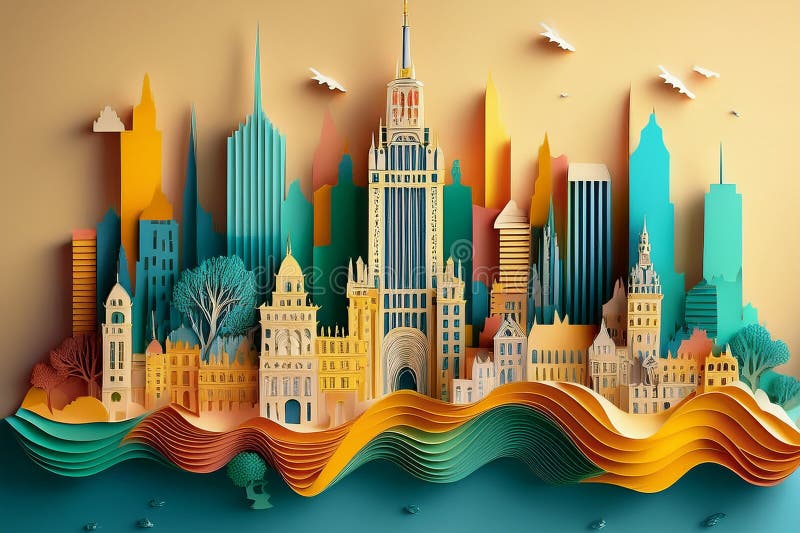Warsaw Depicted in Three-dimensional Illustration with Paper Stock ...