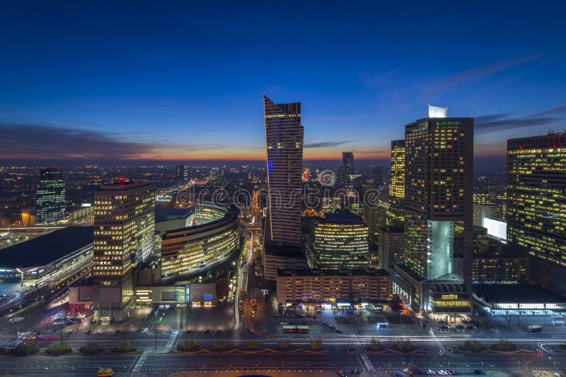 Warsaw at night stock photo. Image of bridge, europe - 22524198