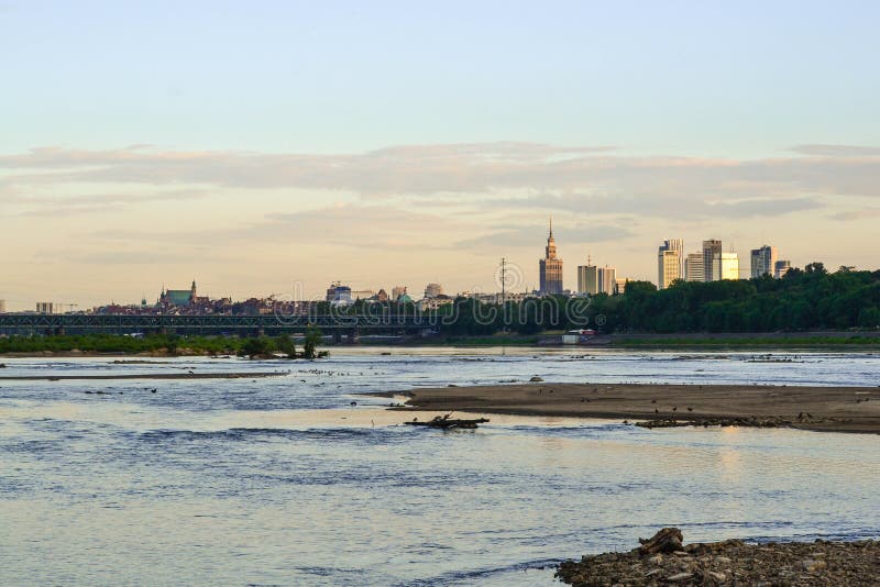 Warsaw Landscape on a River Stock Photo - Image of water, clouds: 72907600
