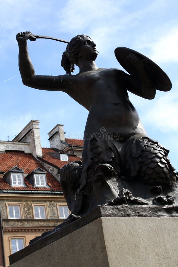 Warsaw Mermaid stock image. Image of city, bronze, poland - 39599129