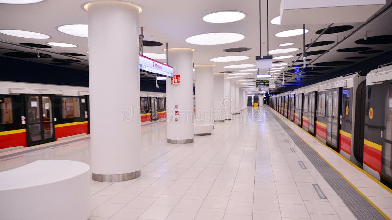 Warsaw Metro Station Interior Warsaw Mlynow . View of Empty Metro ...