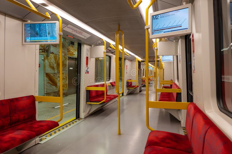 Warsaw Metro Train Interior in Poland Editorial Stock Image - Image of ...
