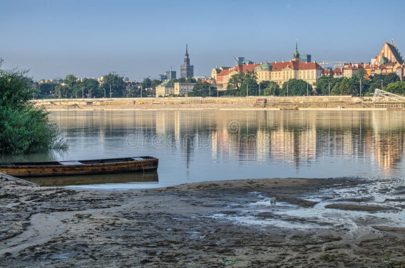 Warsaw Old Town View Over Vistula River Stock Image - Image of blue ...