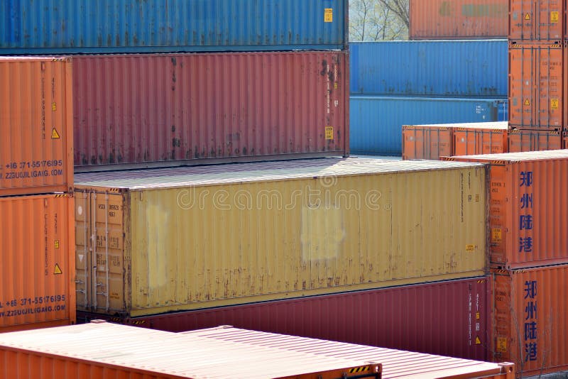 Stack of Containers Box, Cargo Freight Ship for Import Export Logistics ...