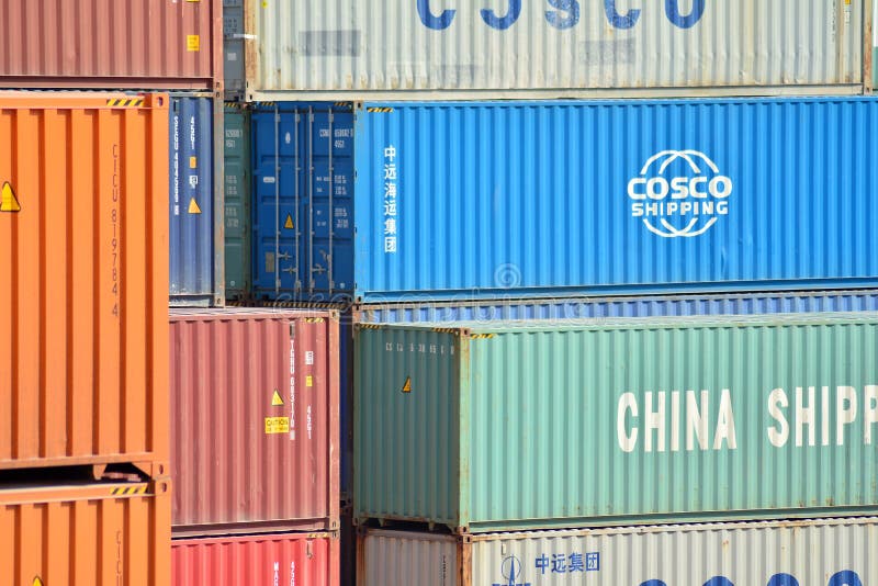 Stack of Containers Box, Cargo Freight Ship for Import Export Logistics ...