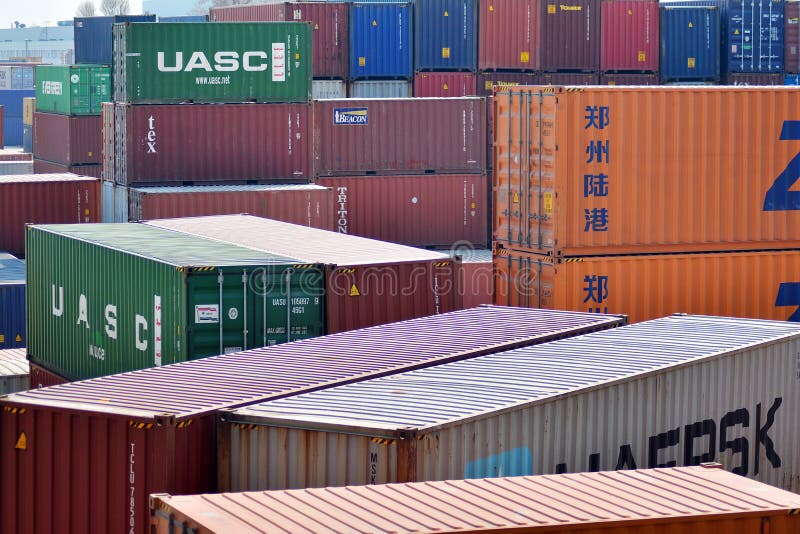 Stack of Containers Box, Cargo Freight Ship for Import Export Logistics ...