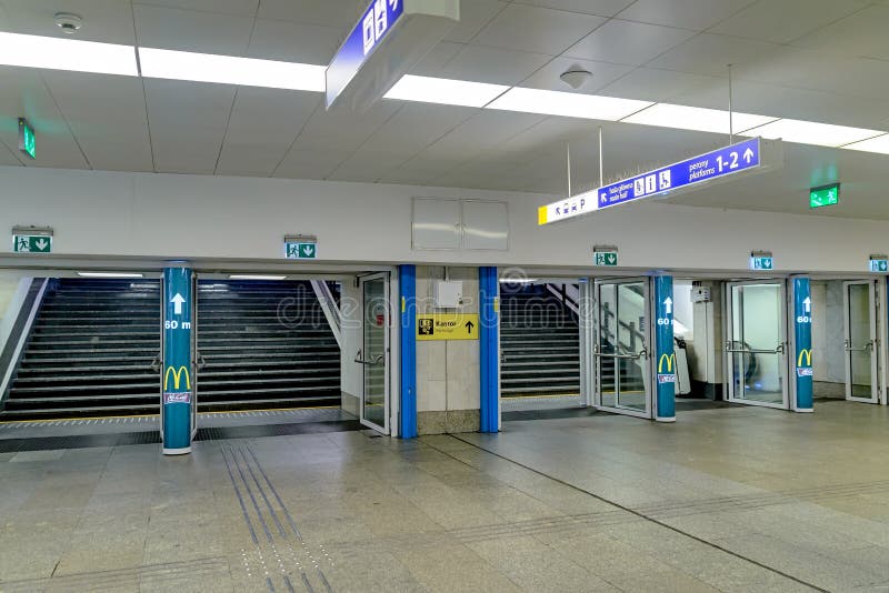 Warsaw, Poland - December 08, 2016: Inside the Train Station in Warsaw ...