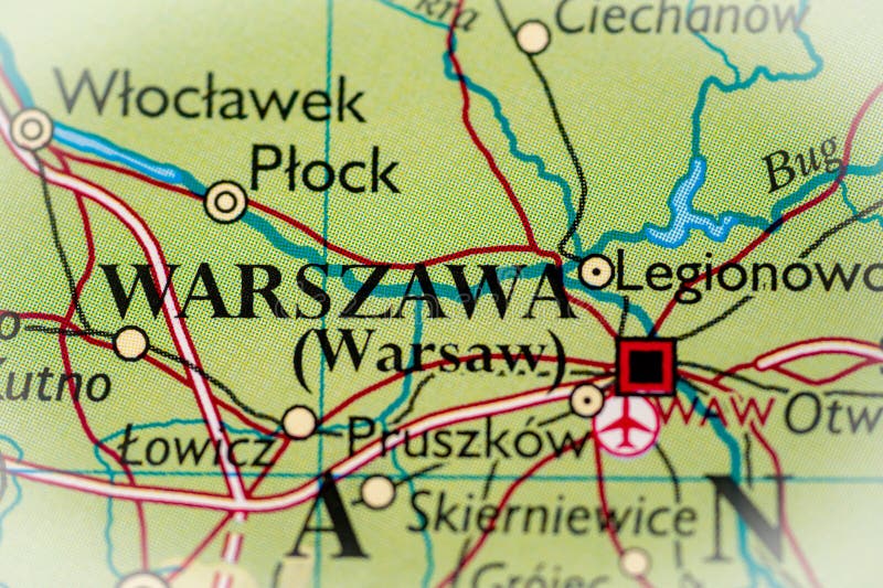 Warsaw, Poland Highlighted on a World Map Stock Image - Image of ...