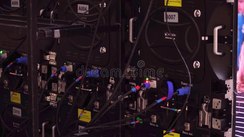 WARSAW, POLAND - MARCH, 4, 2017. Back Side of Modern Modular LED Media ...