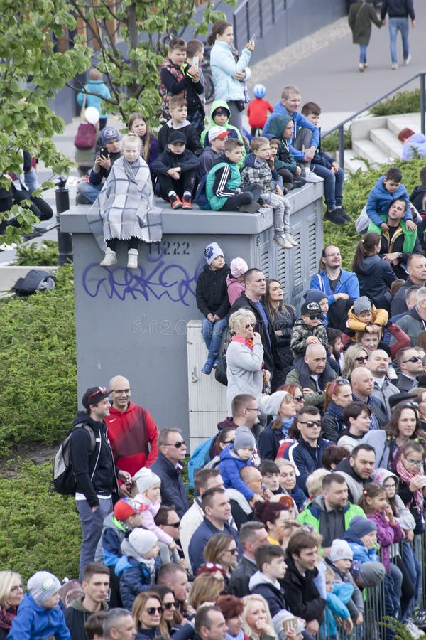 Crowd Watching Army Parade on May 3, 2019 in Warsaw, Poland Editorial ...