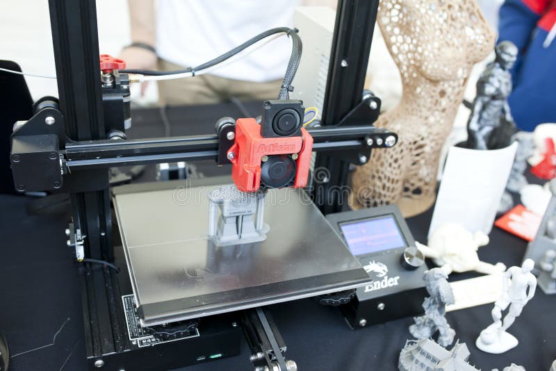3D Printer in Action Building a Plastic Component Stock Image - Image ...