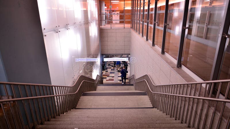 Second Line of Warsaw Subway System. Warsaw Metro Station Interior ...