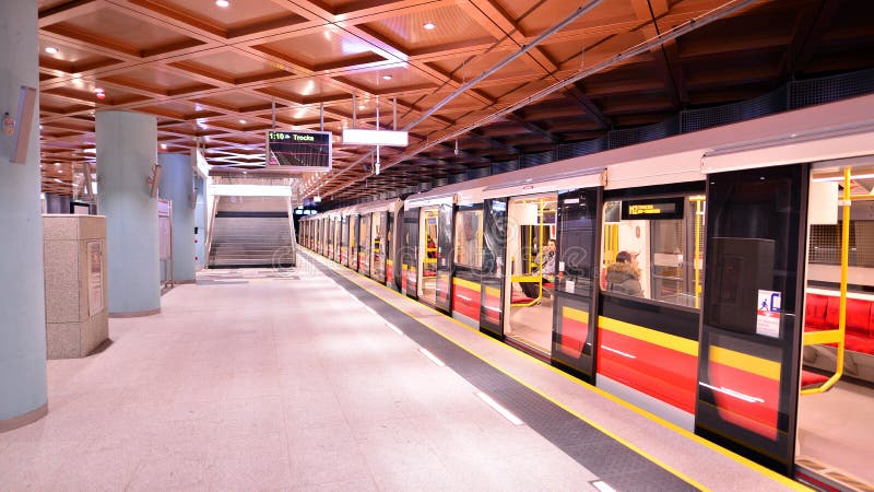 Second Line of Warsaw Subway System. Warsaw Metro Station Interior ...
