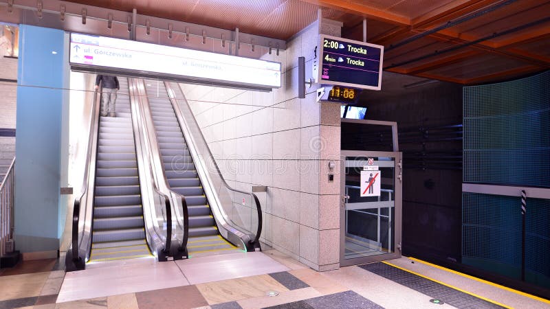 Second Line of Warsaw Subway System. Warsaw Metro Station Interior ...