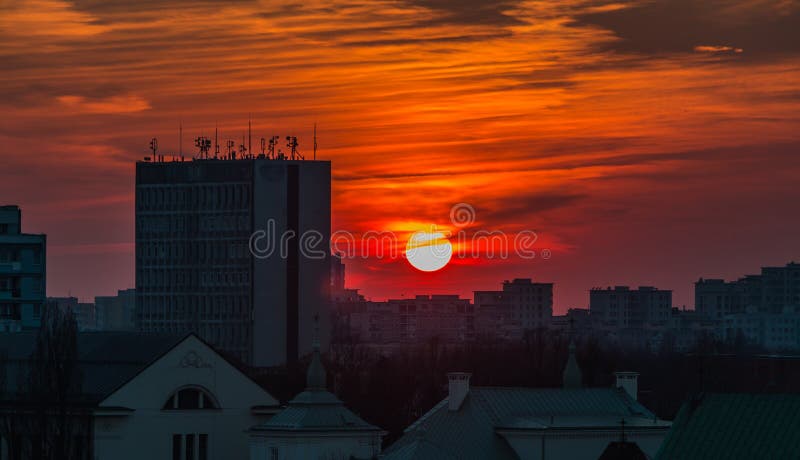 Warsaw Sunset II stock photo. Image of cityscape, poland - 91050806