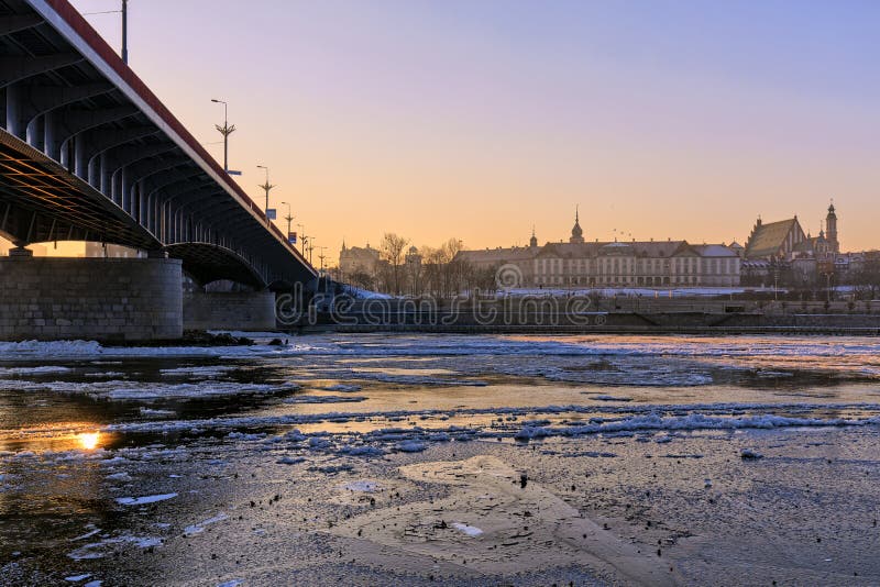 Warsaw, the View of the River Stock Photo - Image of bridge, dusk: 85508484