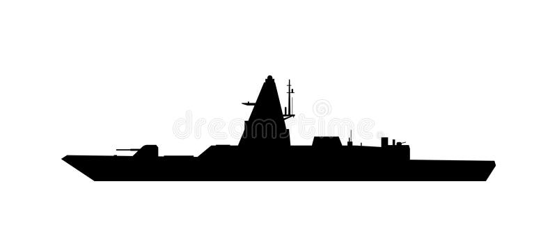 Warship Black Silhouette Isolated on a White Background. Naval Ship ...