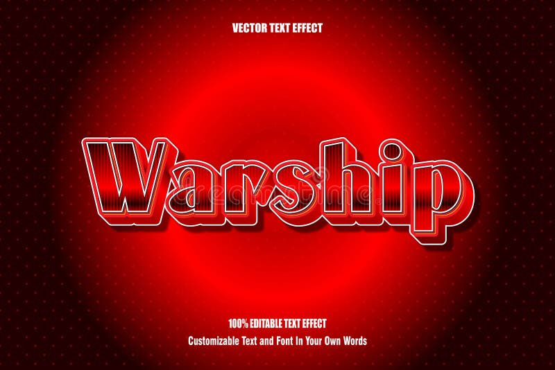 Warship Editable Text Effect 3 Dimension Emboss Modern Style Red Color ...