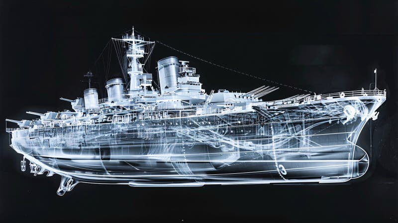 Warship Anatomy in X-ray Vision Stock Illustration - Illustration of ...