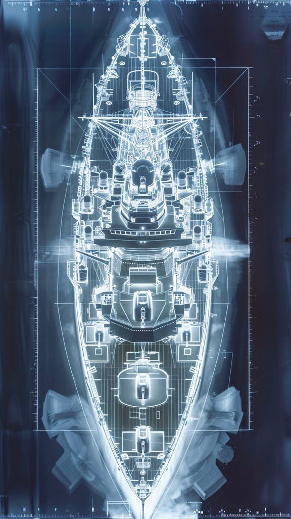 Warship Anatomy in X-ray Vision Stock Illustration - Illustration of ...