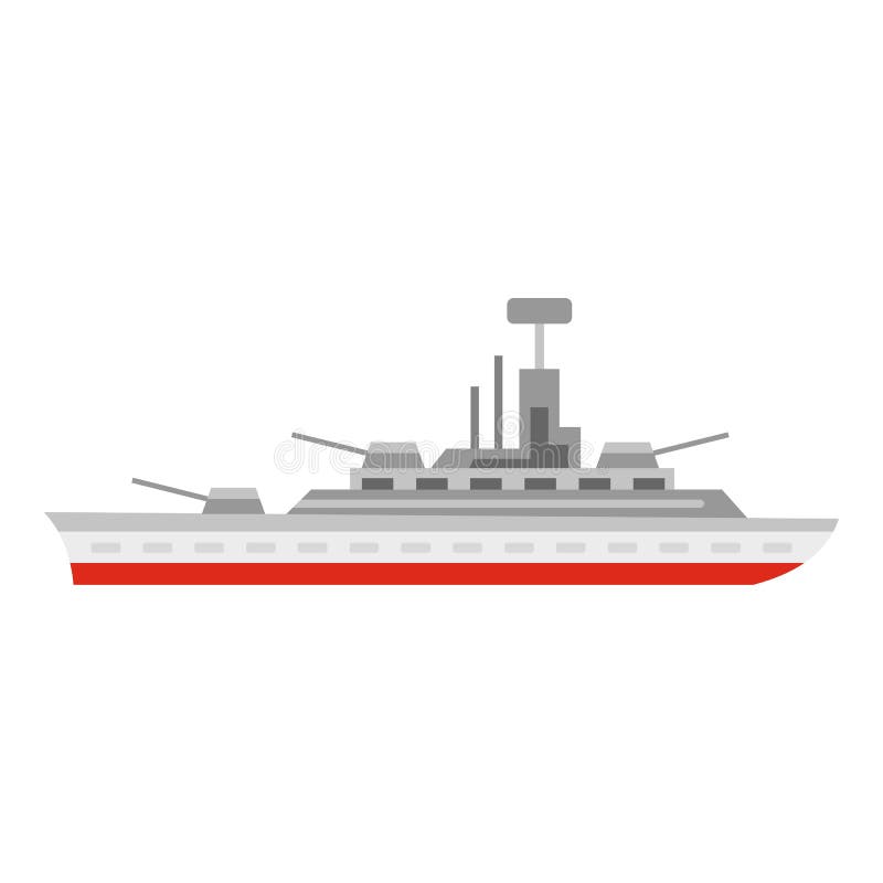 Warship icon, flat style stock vector. Illustration of ocean - 79029505