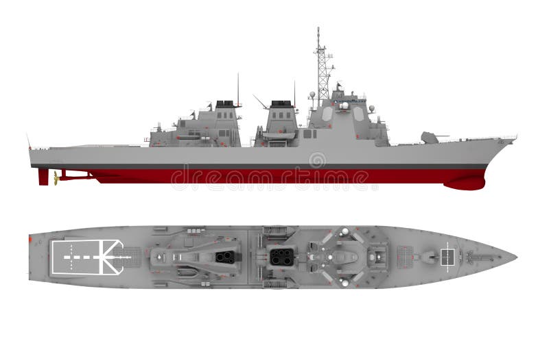 Warship isolated on white stock illustration. Illustration of destroyer ...