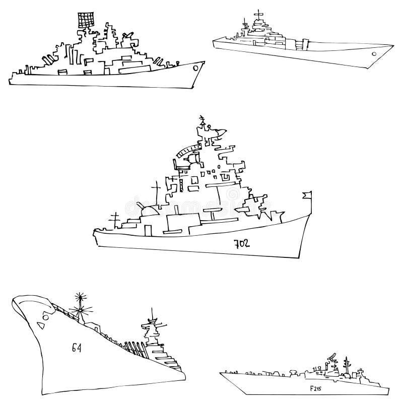 Warships. Sketch by Hand. Pencil Drawing by Hand. Vector Image Stock ...
